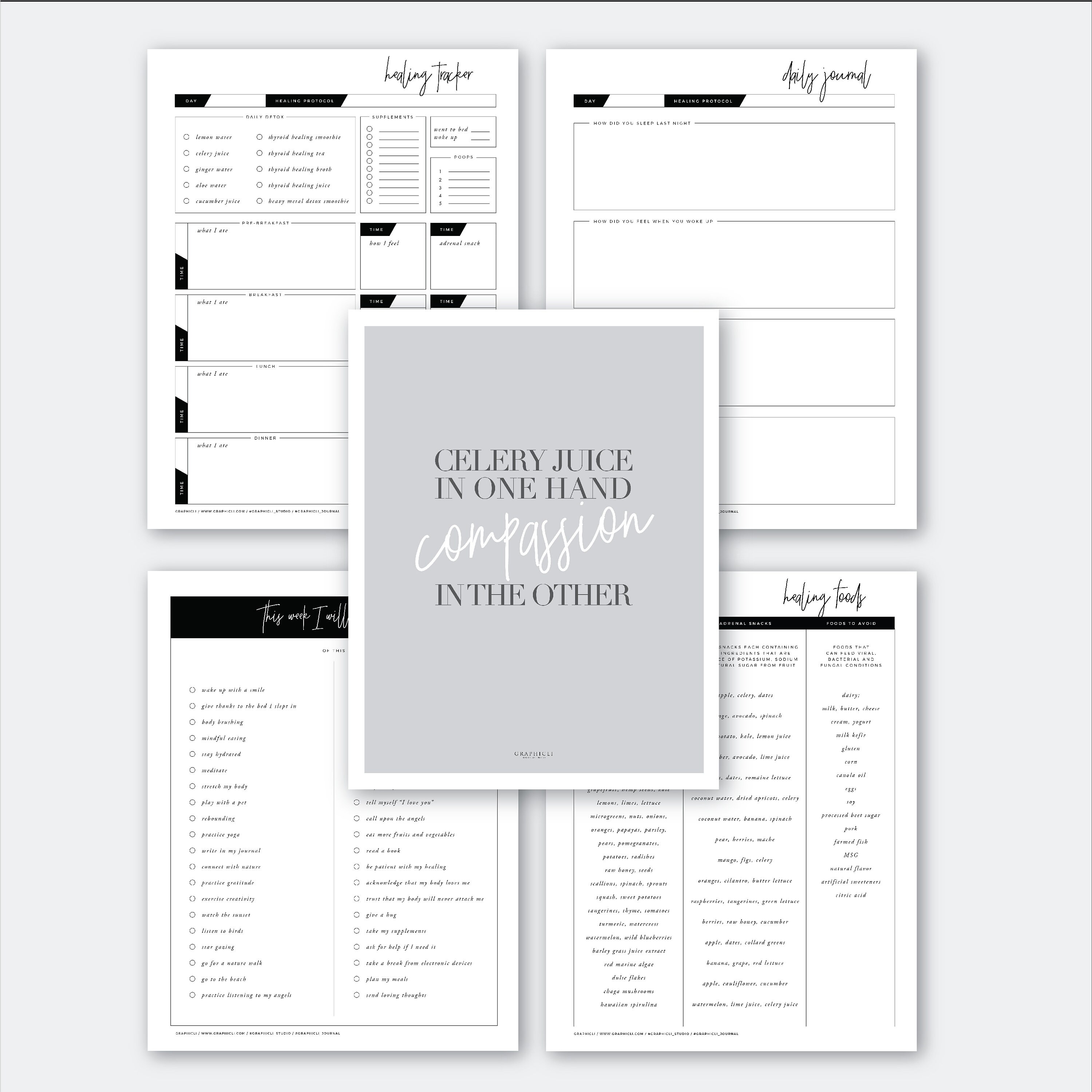Healing Journal and Tracker Bundle. Printable and Digital for iPad Pro ...