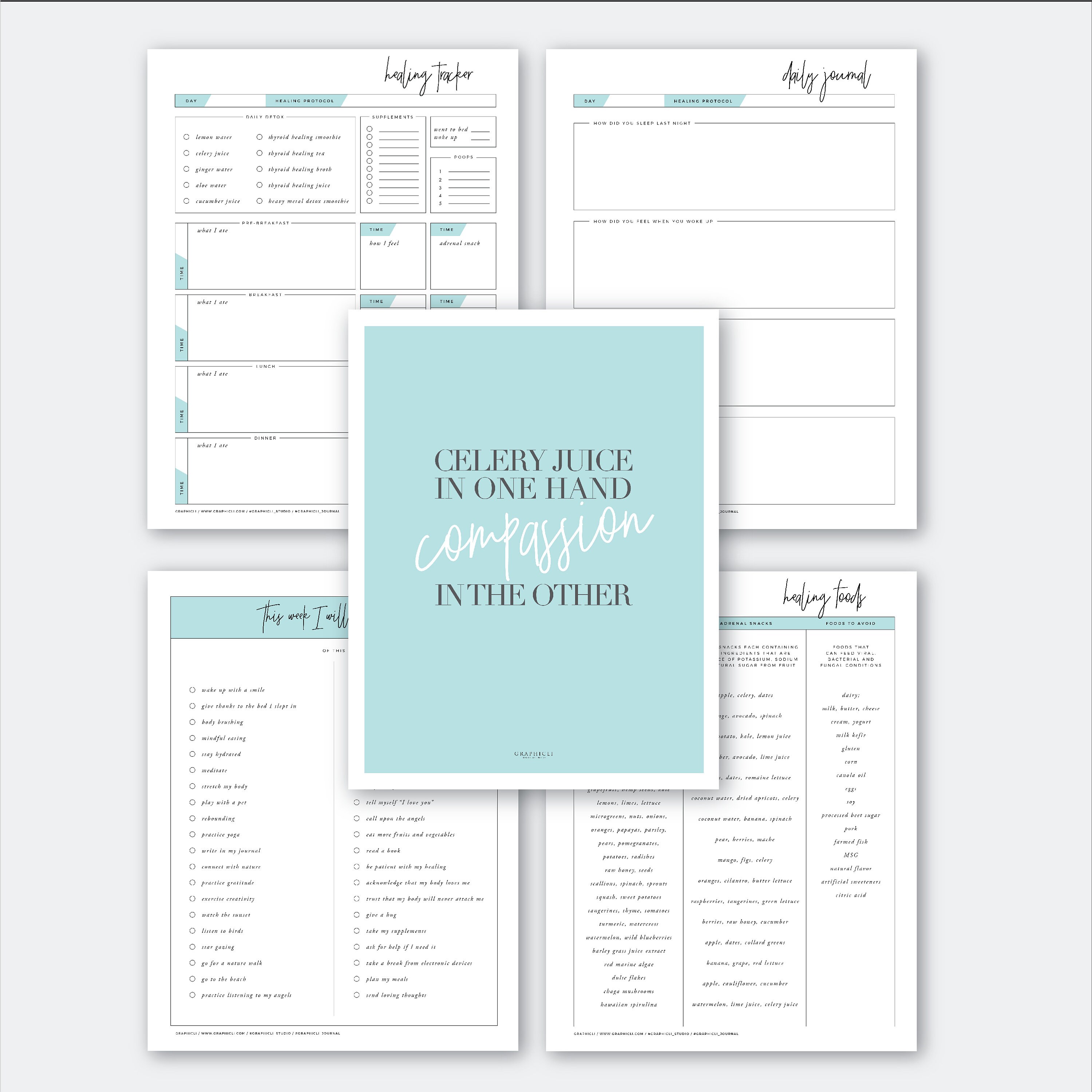 Healing Journal and Tracker Bundle. Printable and Digital for iPad Pro ...