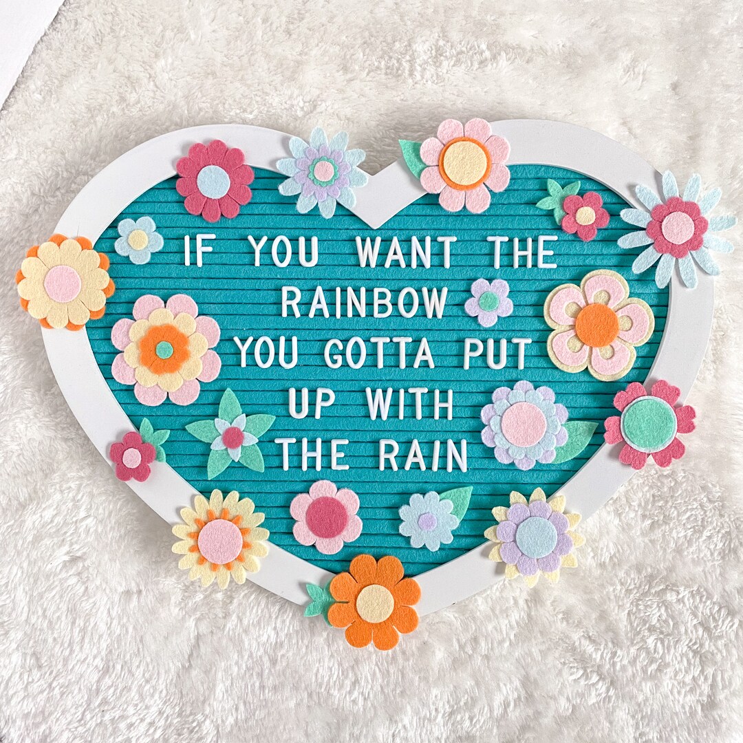 Felt Retro Flower Shapes Letter Board Decor, Vintage 70s Floral Fabric ...