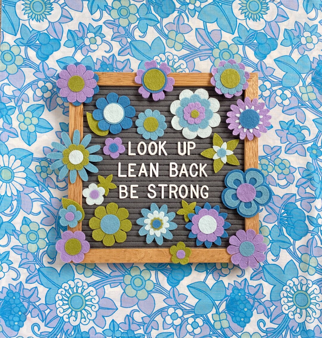 Felt Retro Flower Shapes Letter Board Decor, Vintage 70s Floral Fabric ...