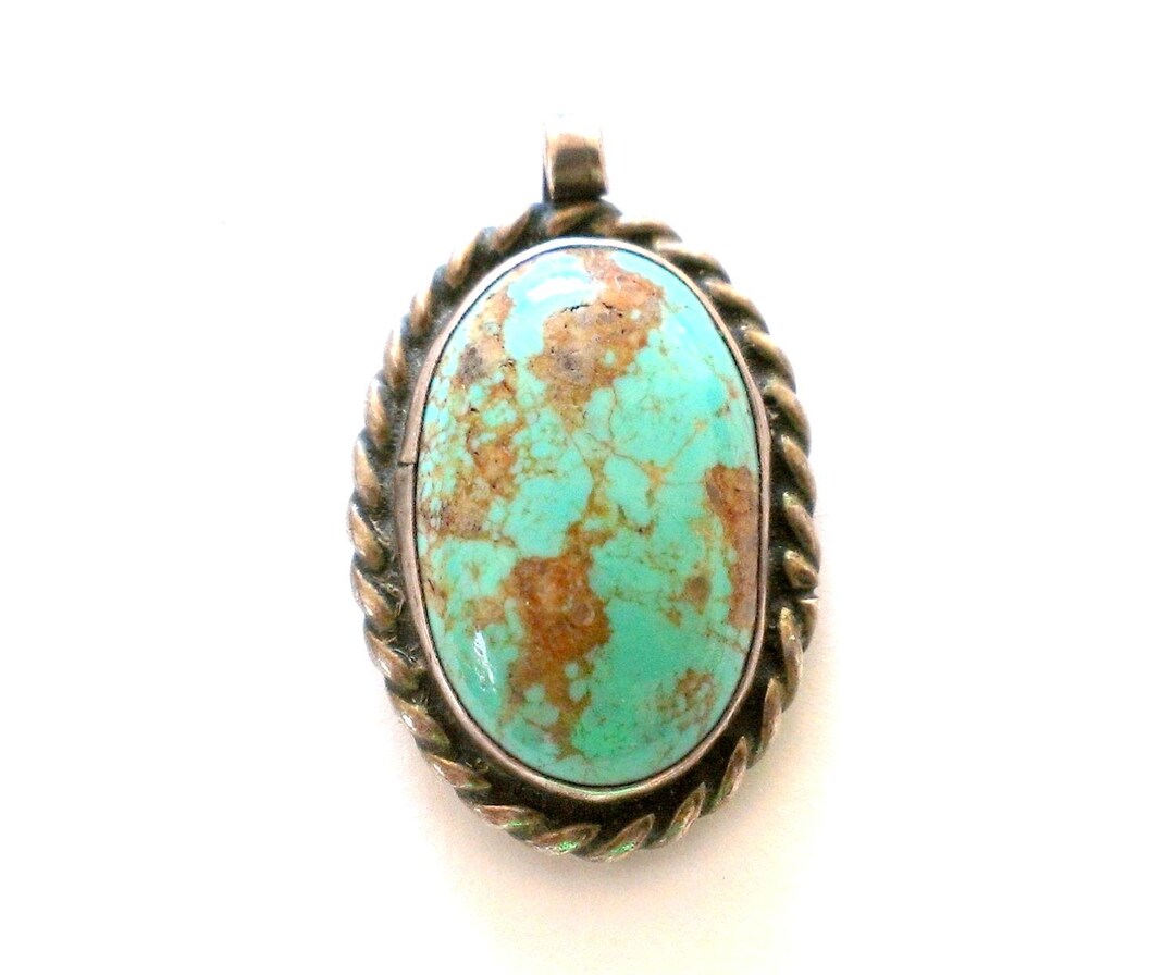 Native American Dead Pawn Silver Turquoise Pendant - Etsy