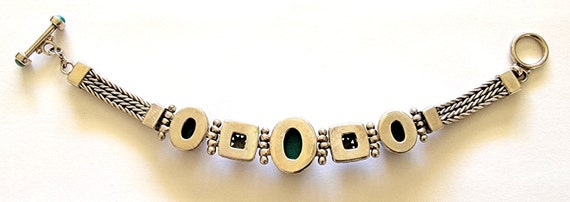 Sterling Turquoise Bali Sutra Style Bracelet - Gem