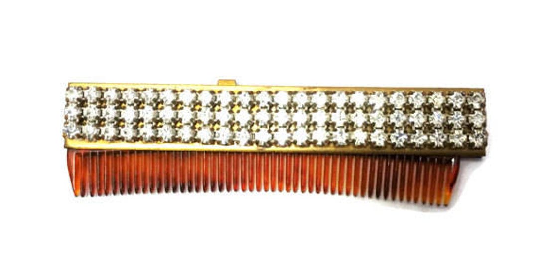 Vintage Gold Rhinestone Retractable Comb - Etsy