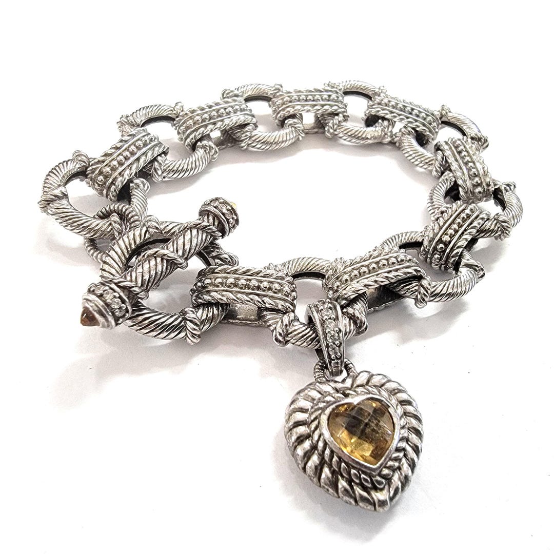 Judith Ripka Sterling Silver Heart Bracelet - Etsy