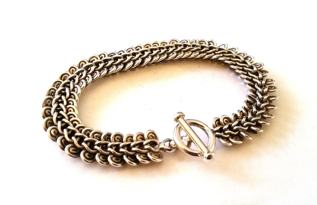 Suarti BA Sterling Silver Braided Chain Link Bracelet - Etsy