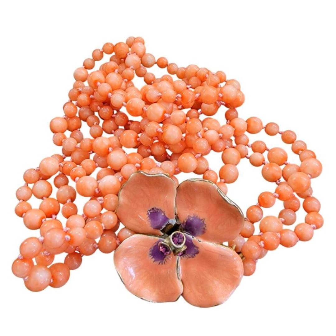 MMA Pansey Five Strand Faux Coral Necklace - Etsy