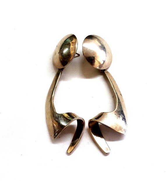 Modern Abstract Sterling Silver Dangle Earrings - Gem