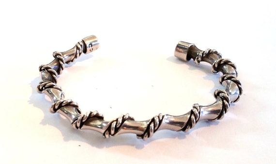 Sterling Silver Braided Rope Cuff Bracelet - Gem