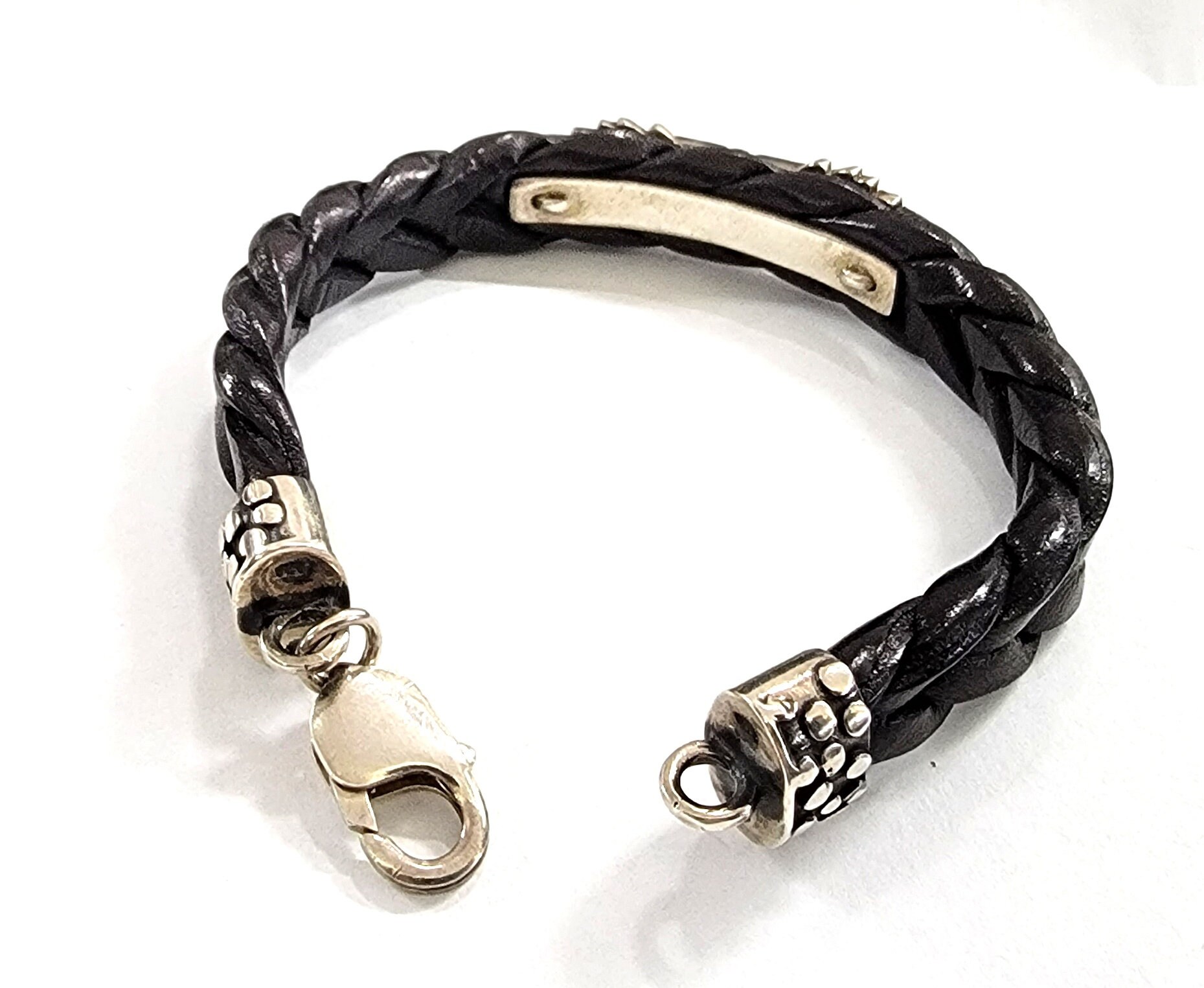 Axion Sterling Silver Double Wing Leather Bracelet - Etsy