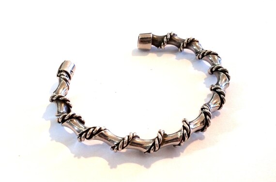 Sterling Silver Braided Rope Cuff Bracelet - Gem