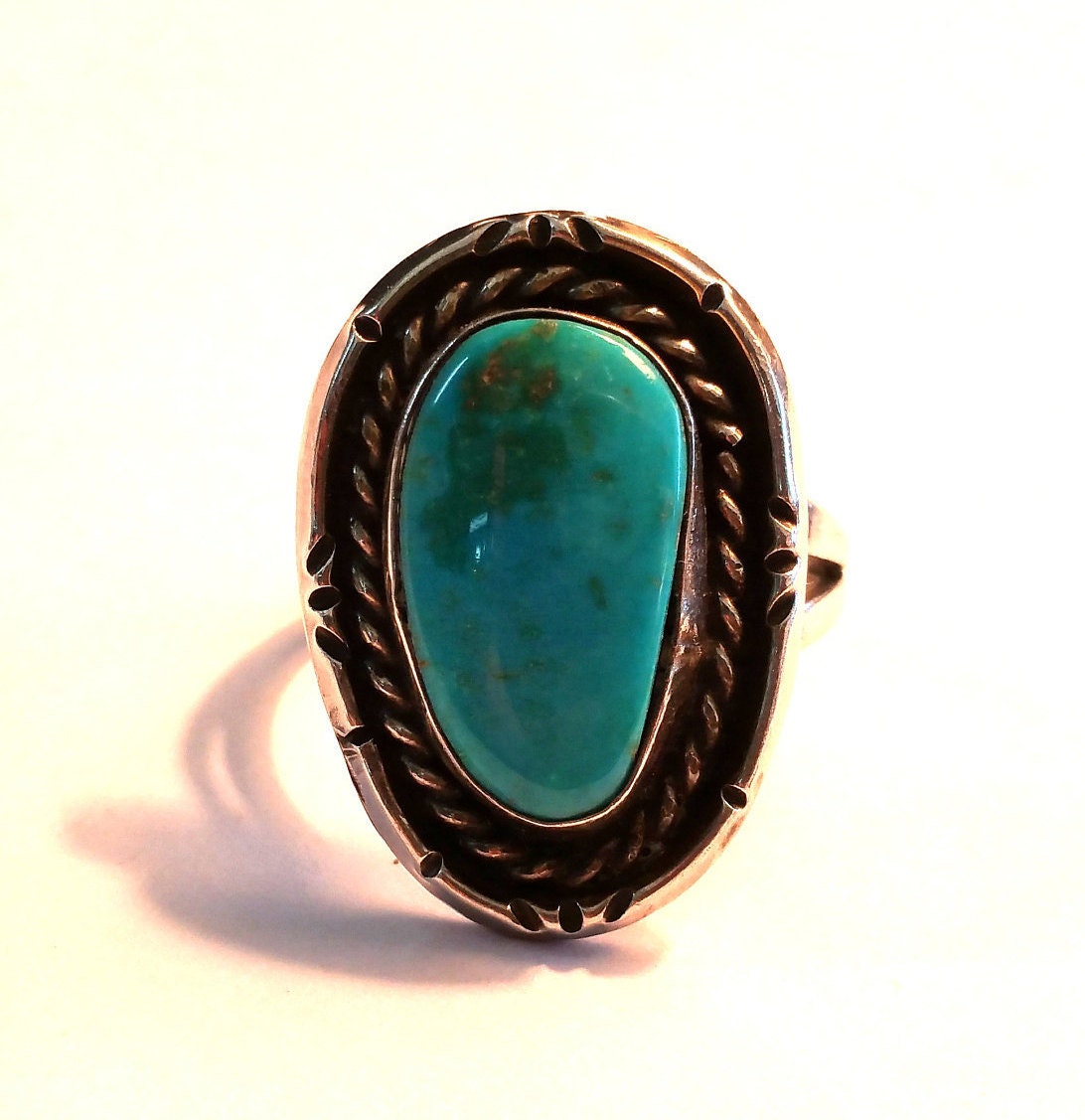 Native American Dead Pawn Silver Turquoise Ring Size 9 - Etsy