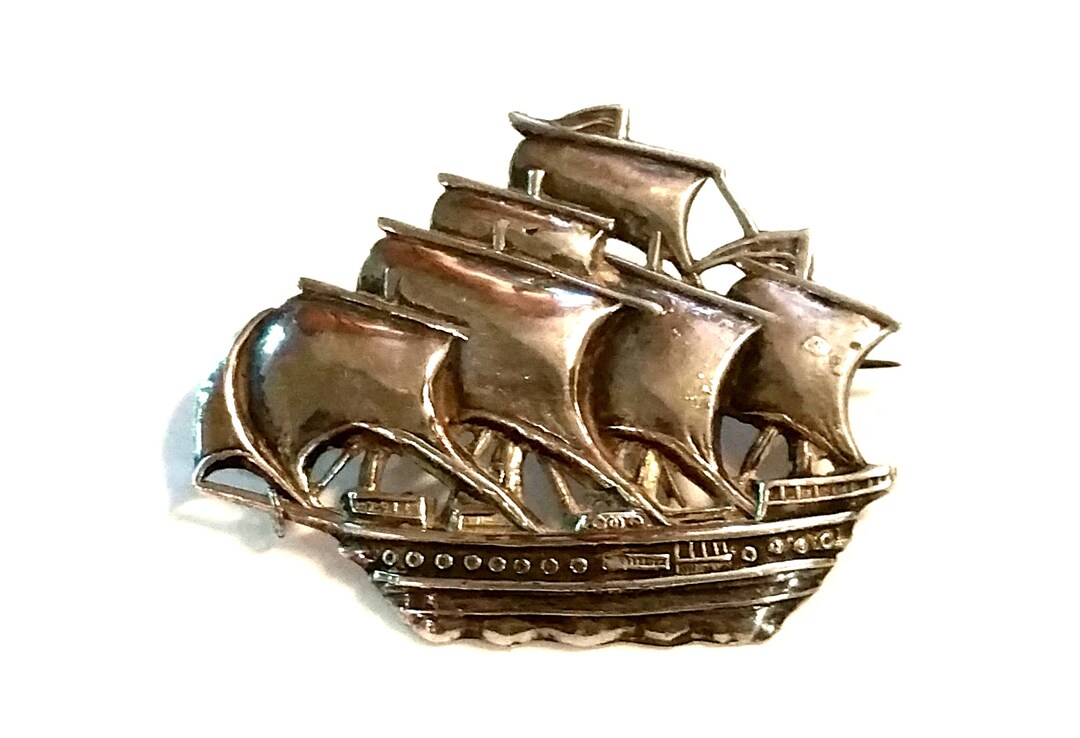 Large Sterling Silver Sailing Ship / Boat - Etsy