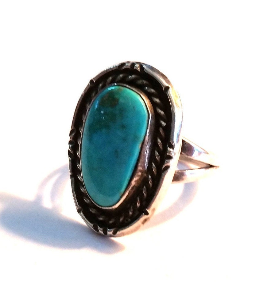 Native American Dead Pawn Silver Turquoise Ring Size 9 - Etsy