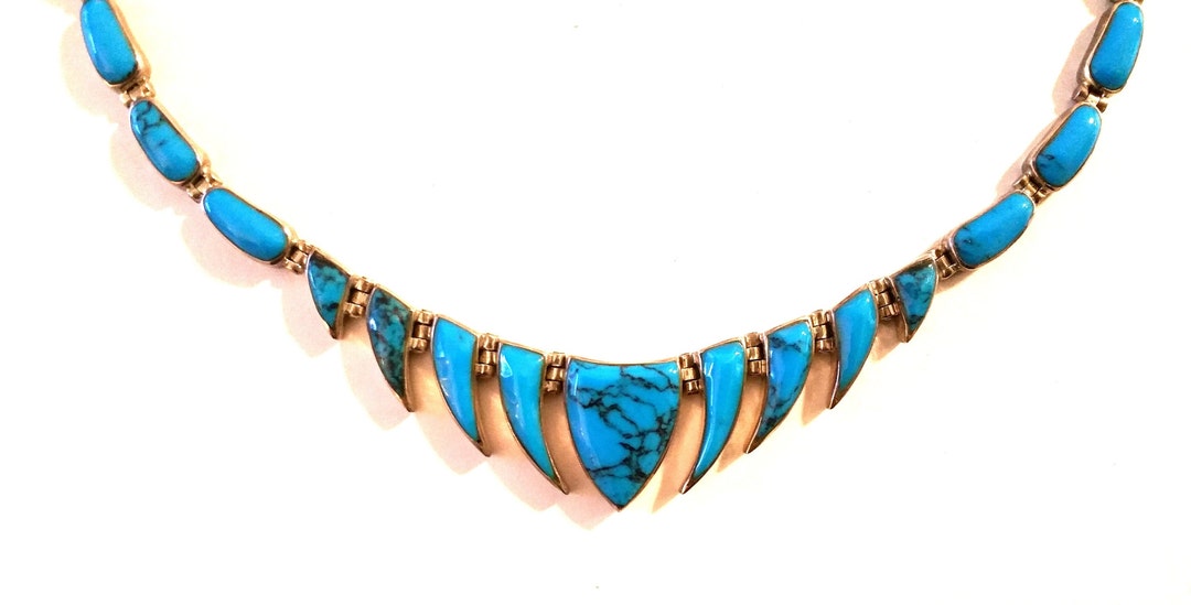 950 Mexico Silver Turquoise Collar Choker Necklace Etsy 950-mexico-silver-turquoise-collar-choker-necklace-etsy