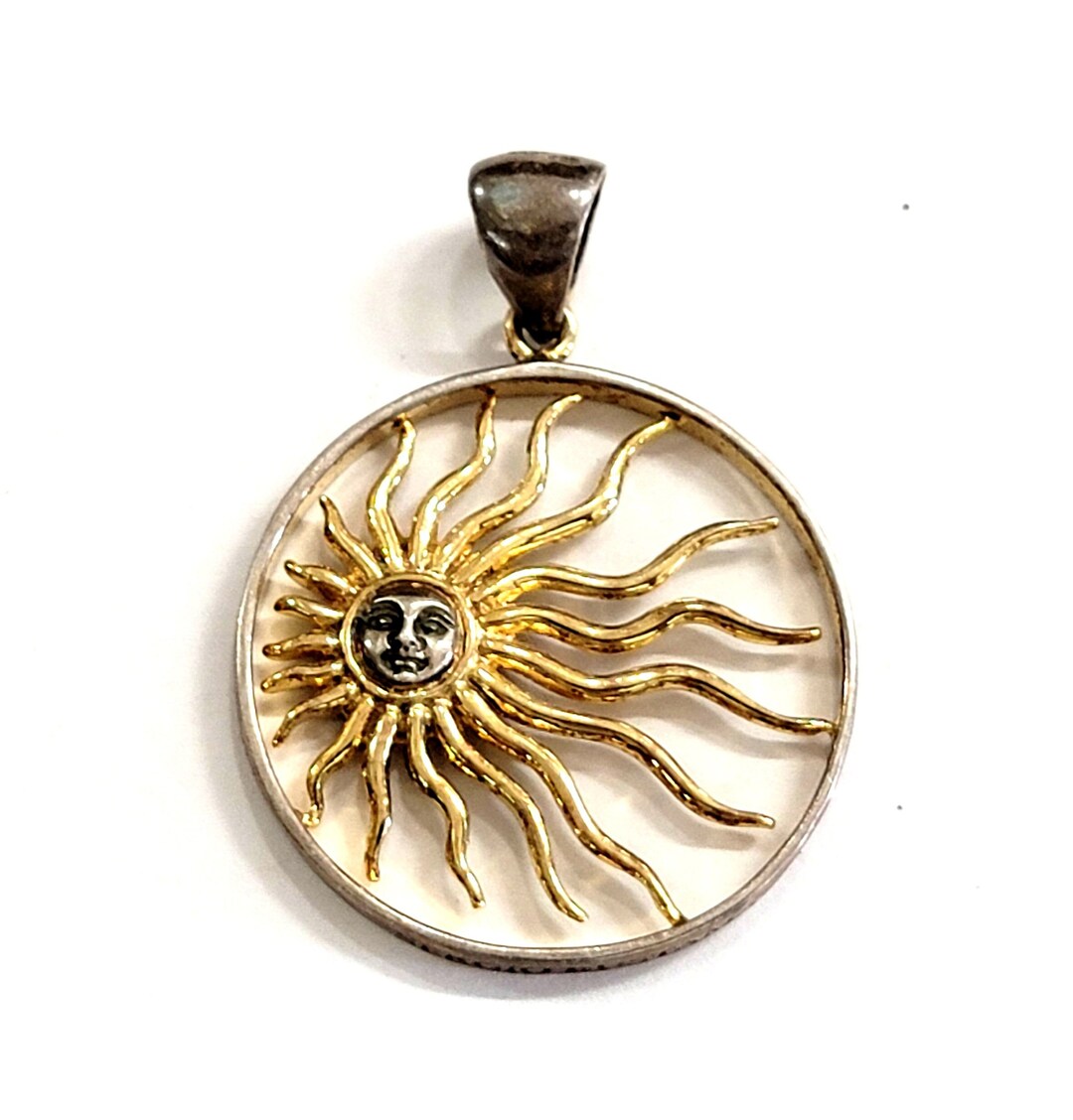 Sergio Bustamante Sterling Sunburst Face Pendant - Etsy