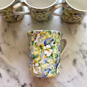 Set of 4 China Mugs by Queen's China in English Chintz Pattern - Etsy