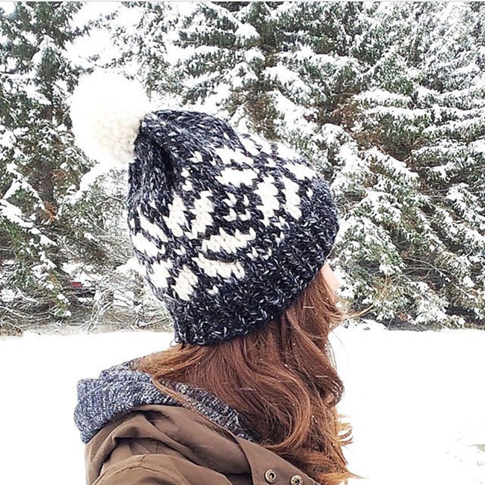 Snowflake Toque Knit Hat Knit Beanie Knitting Pattern Fair - Etsy