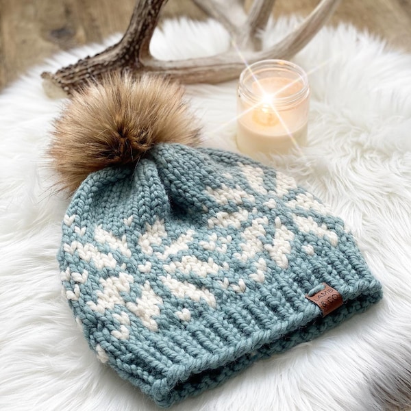 Snowflake Hat Knitting Pattern - Etsy