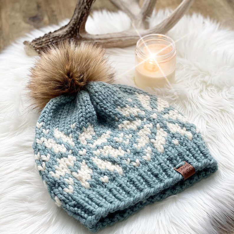 Snowflake Toque Knit Hat Knit Beanie Knitting Pattern | Etsy