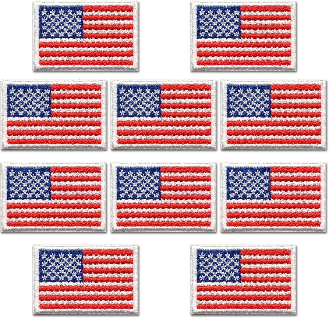 Small American Flag Patches (10-pack) Patriotic Embroidered Iron-on US ...