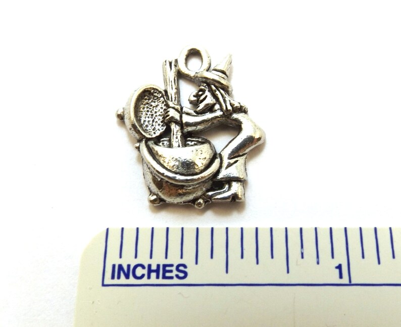Set of Three 3 Pewter Witch Stirring Cauldron Charms 5211 - Etsy