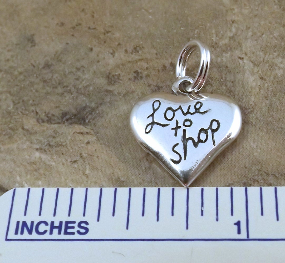 Sterling Silver love to Shop Heart Charm on - Etsy