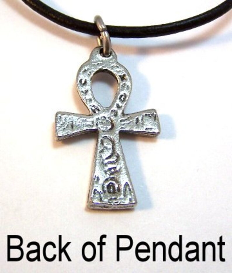 Pewter Ankh Charm on a 20 Inch Black Leather Necklace Free - Etsy