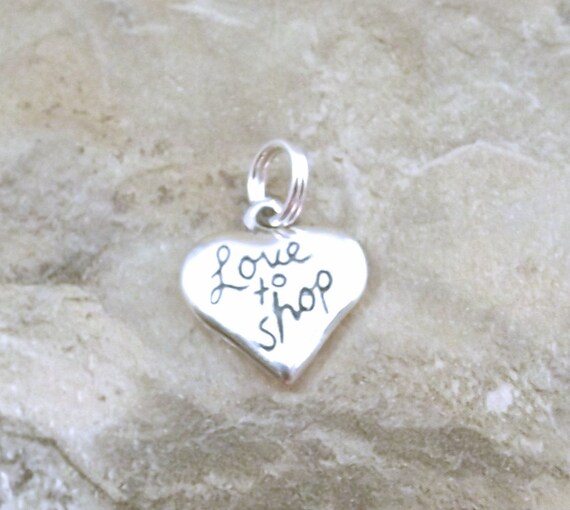 Sterling Silver love to Shop Heart Charm on | Etsy
