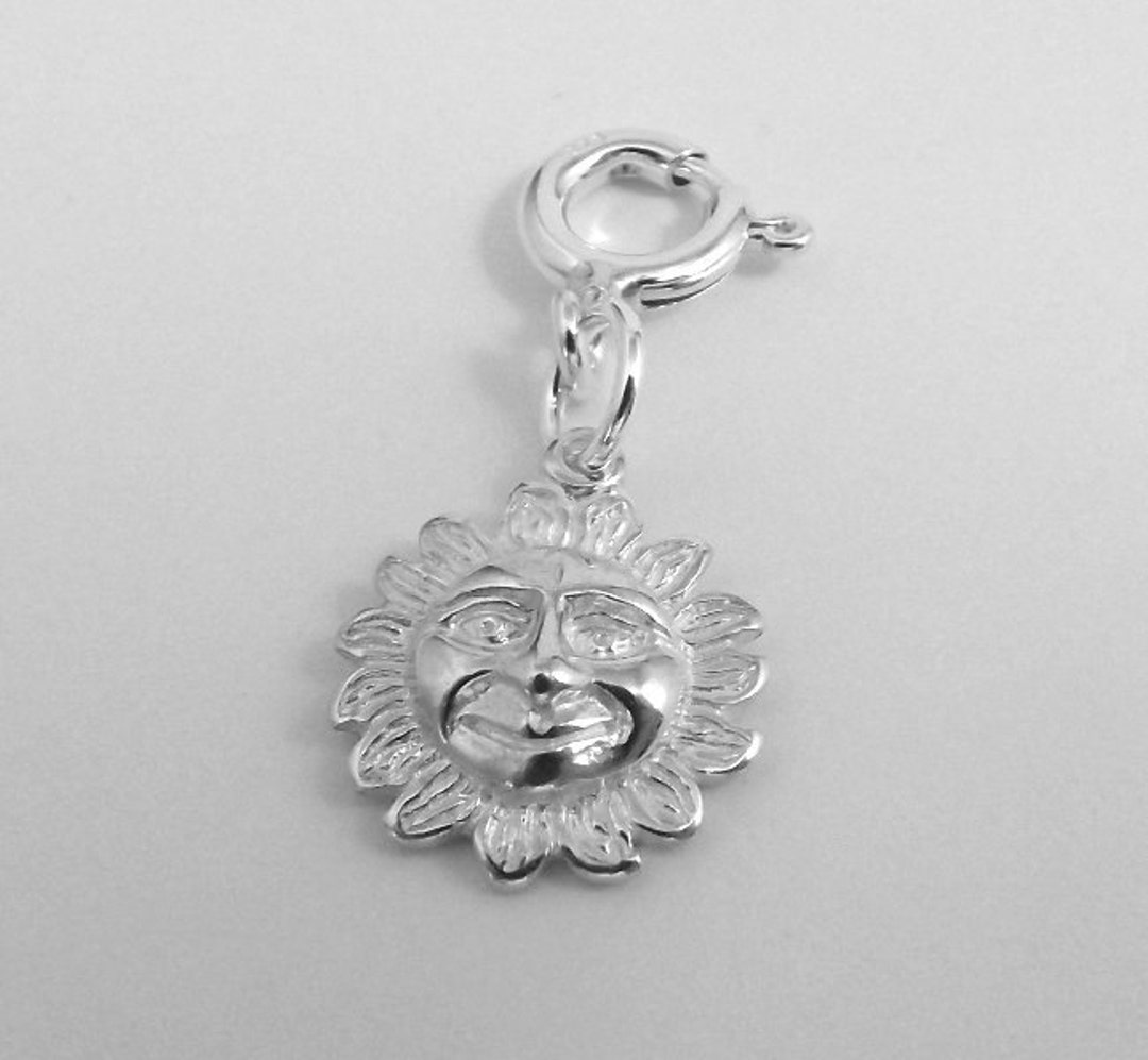 Sterling Silver Smiling Sun Charm on 8mm Spring Ring-fits - Etsy