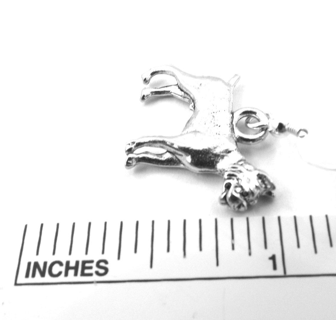Pewter Boxer dog Charms on Sterling Silver Ear Wire Dangle - Etsy