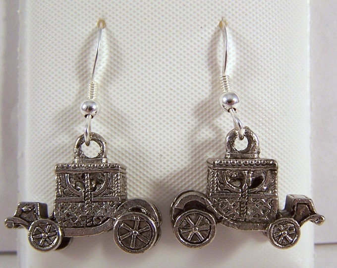 Pewter Carriage Charm Earrings on Silver Ear Wires Free Shipping in the ...