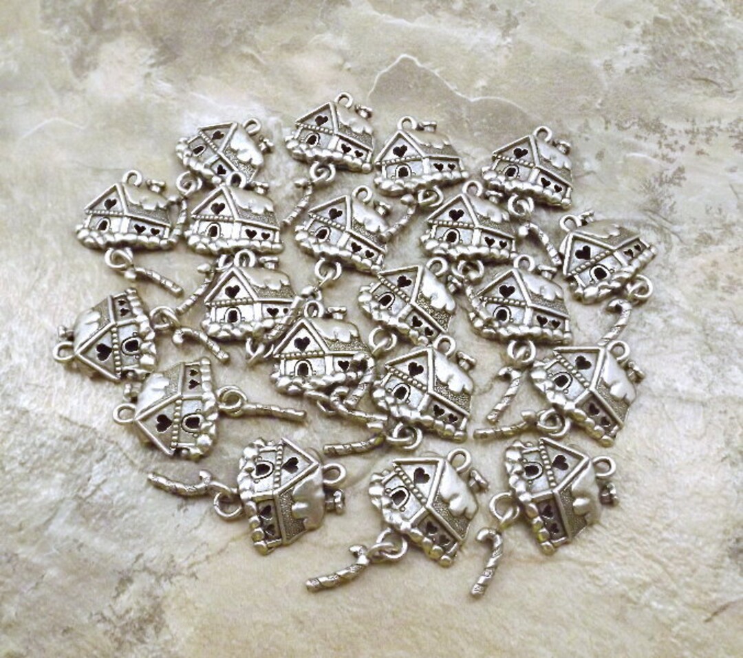 Set of Twenty 20 Pewter Gingerbread House Charms With Candy - Etsy