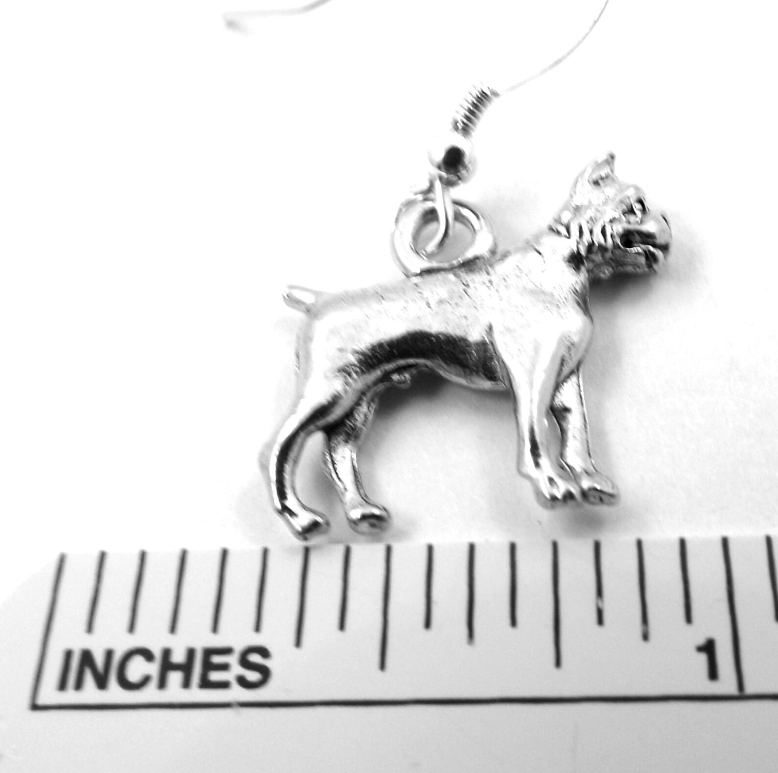 Pewter Boxer dog Charms on Sterling Silver Ear Wire Dangle - Etsy