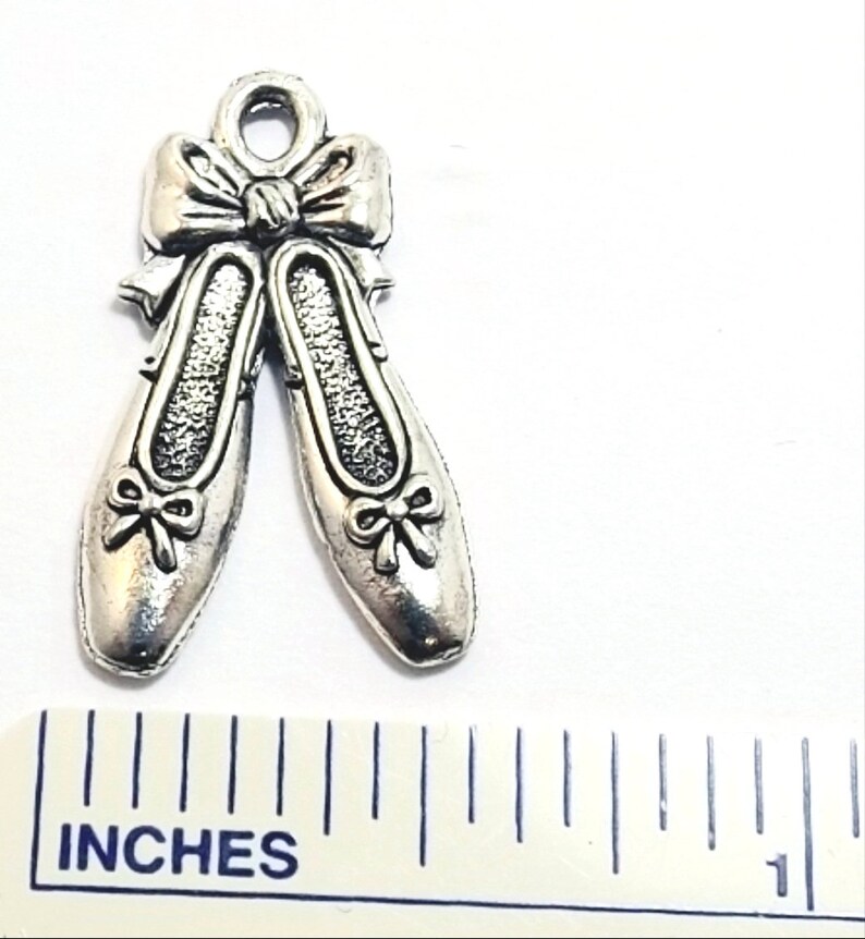 Pewter Ballerina Slipper Charms on Sterling Silver Ear Wire | Etsy