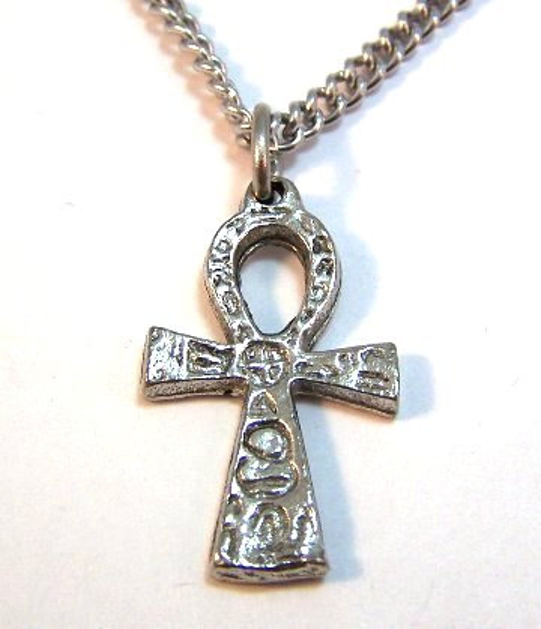 Pewter Ankh Charm on a 20 Inch Stainless Steel Curb Chain - Etsy