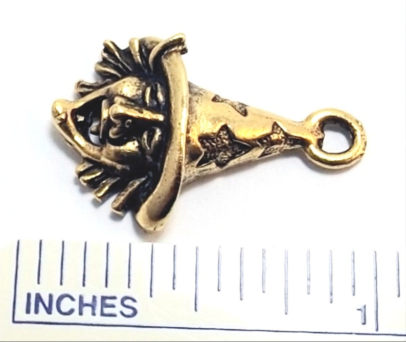 Gold Tone Pewter Witch Charms on Gold Filled Ball Post Stud - Etsy