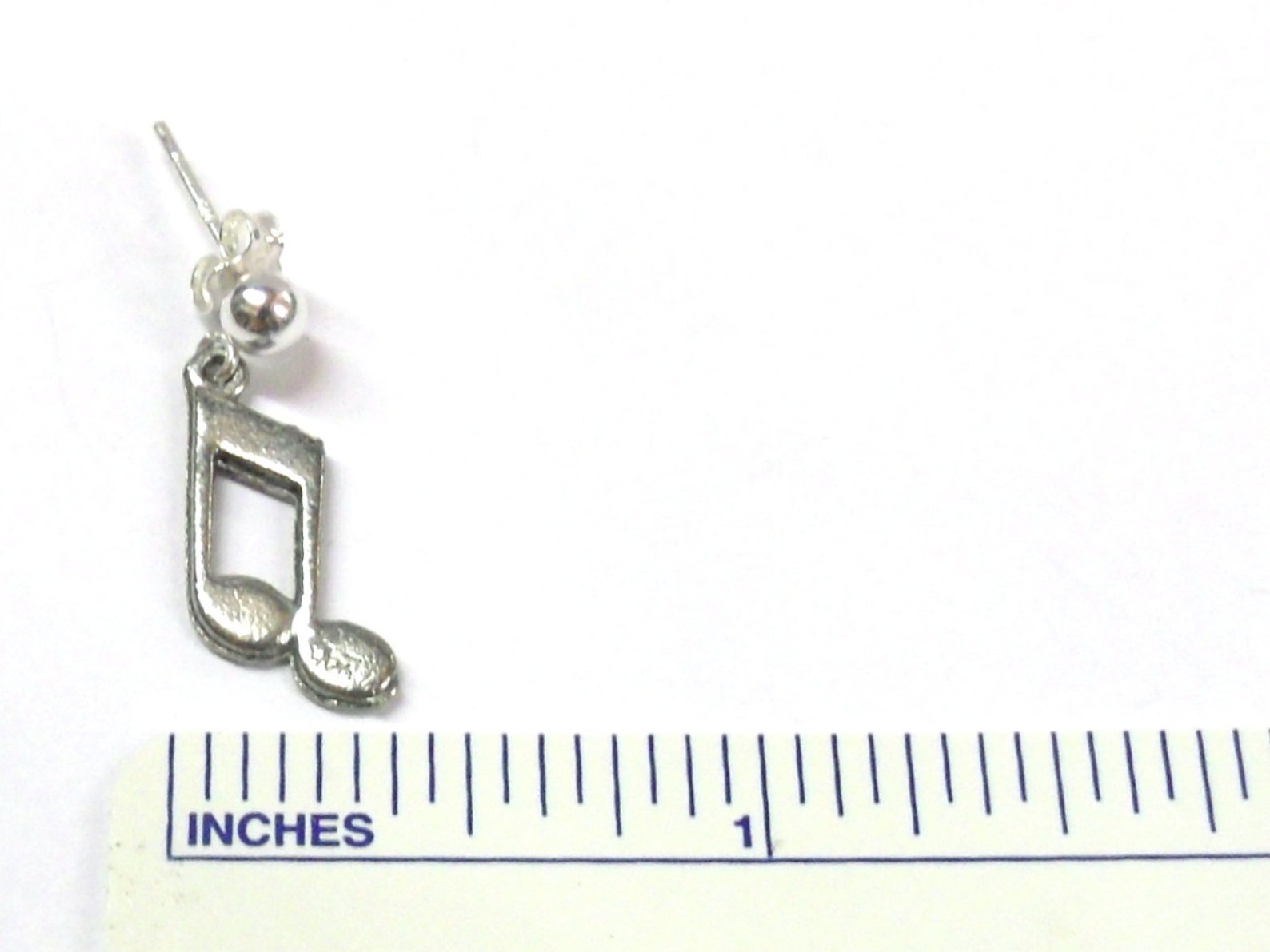 Pewter Music Note Charms on Sterling Silver 4mm Ball Post Stud | Etsy