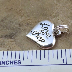 Sterling Silver love to Shop Heart Charm on - Etsy