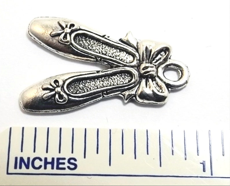 Pewter Ballerina Slipper Charms on Sterling Silver Ear Wire | Etsy