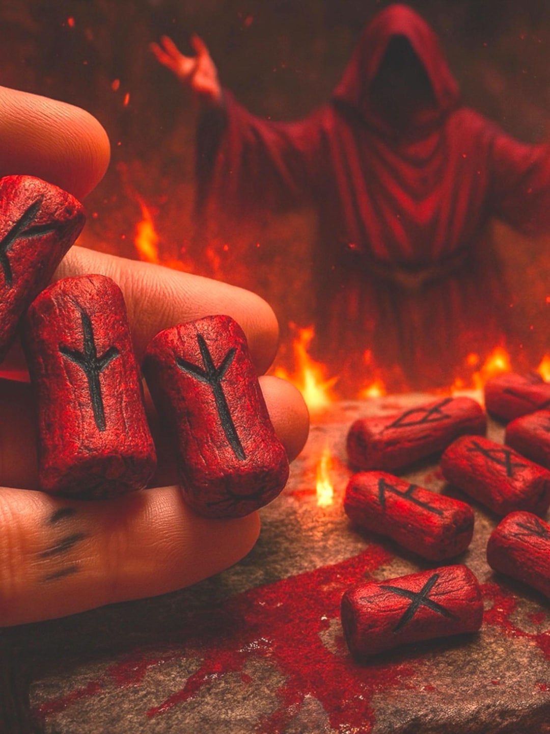 24ct Blood Runes Finger Bone Casting Set, Blood Mage Futhark Runes ...