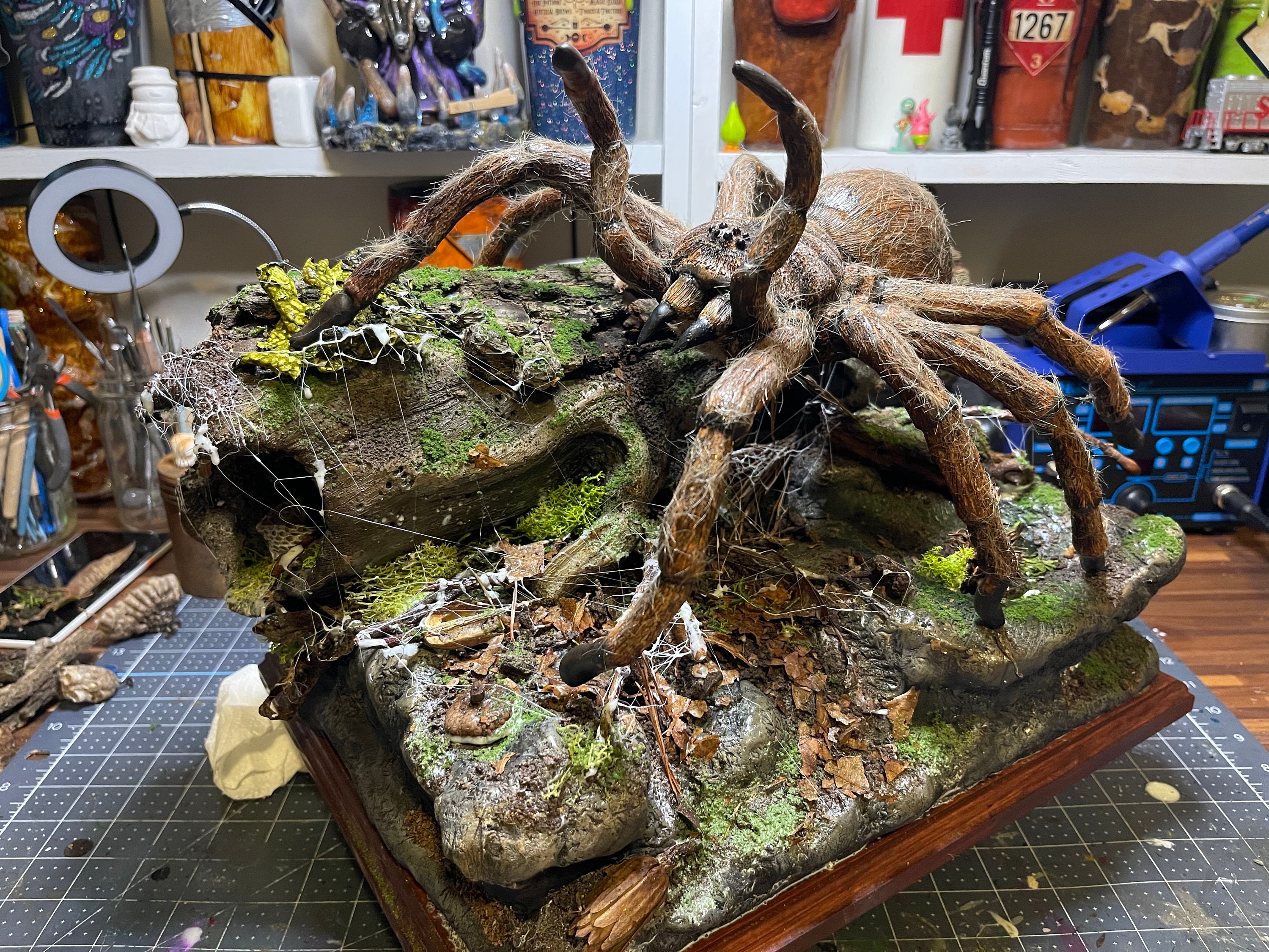 Purple Goliath Birdeater Tarantula Spider Sculpture Diorama, Real Scale ...