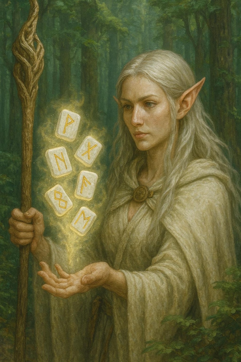 24ct Purity Elf Claric Finger Bone Casting Rune Set, Angelic Mage ...