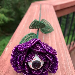 Purple French Beaded Flower With Eyeball Center - Etsy
