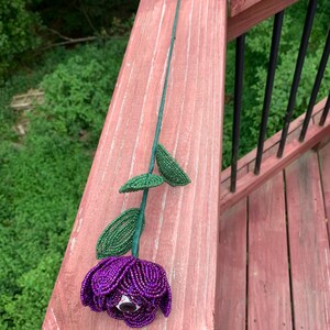 Purple French Beaded Flower With Eyeball Center - Etsy