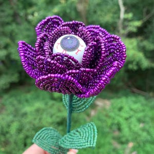Purple French Beaded Flower With Eyeball Center - Etsy