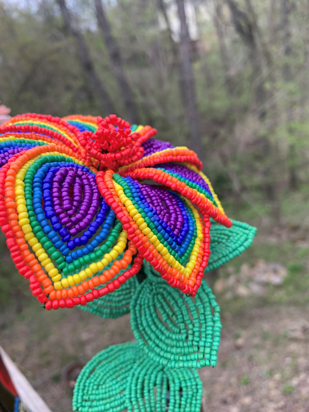 Opaque Rainbow French Beaded Flower - Etsy