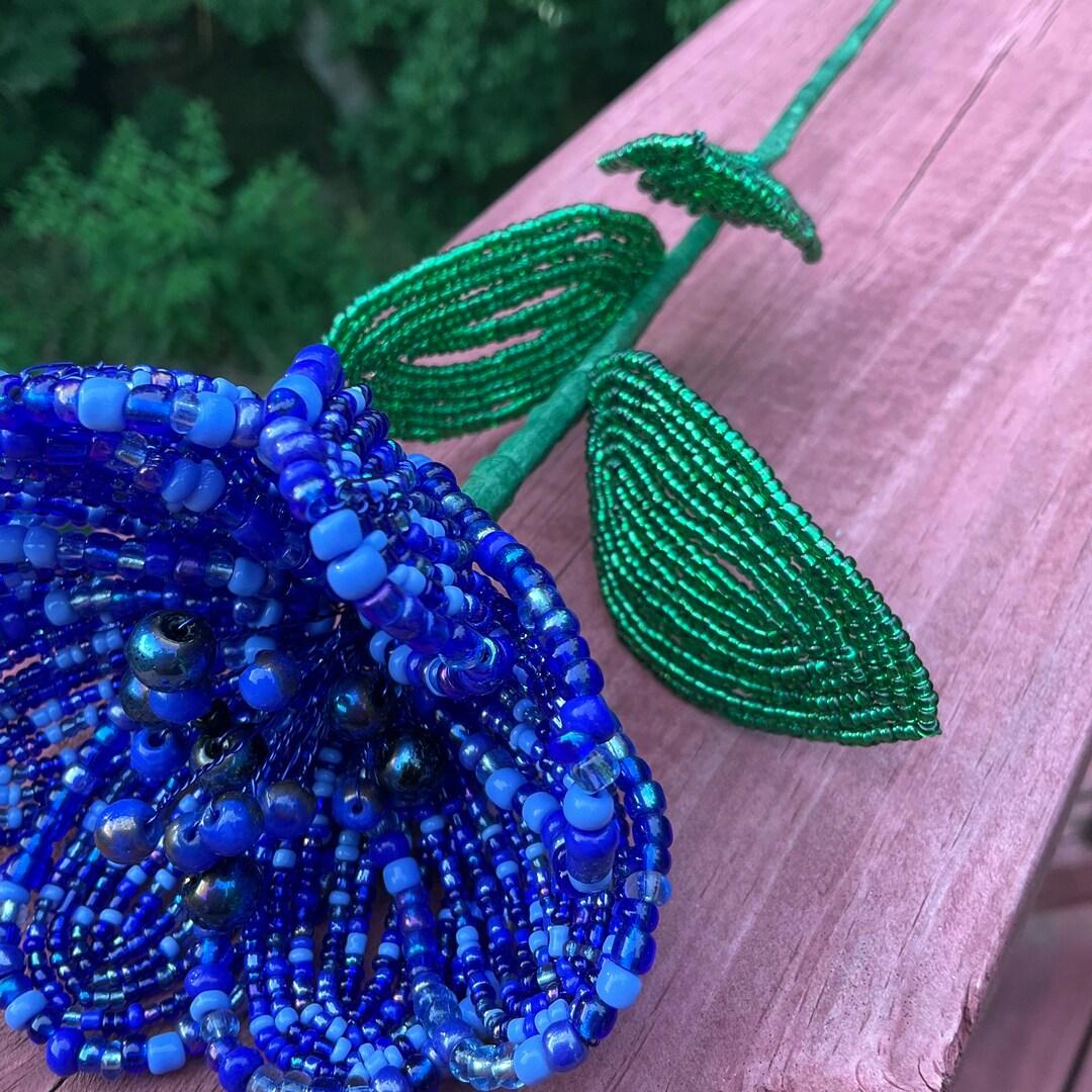 Royal and Periwinkle Blue French Beaded Flower - Etsy
