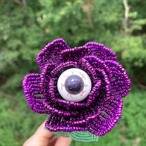 Purple French Beaded Flower With Eyeball Center - Etsy