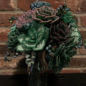 French Beaded Succulent Bouquet - Etsy