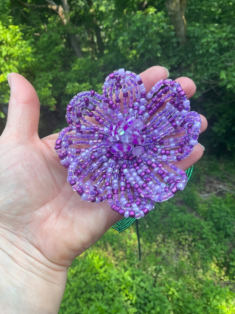 Shades of Purple French Beaded Flower - Etsy